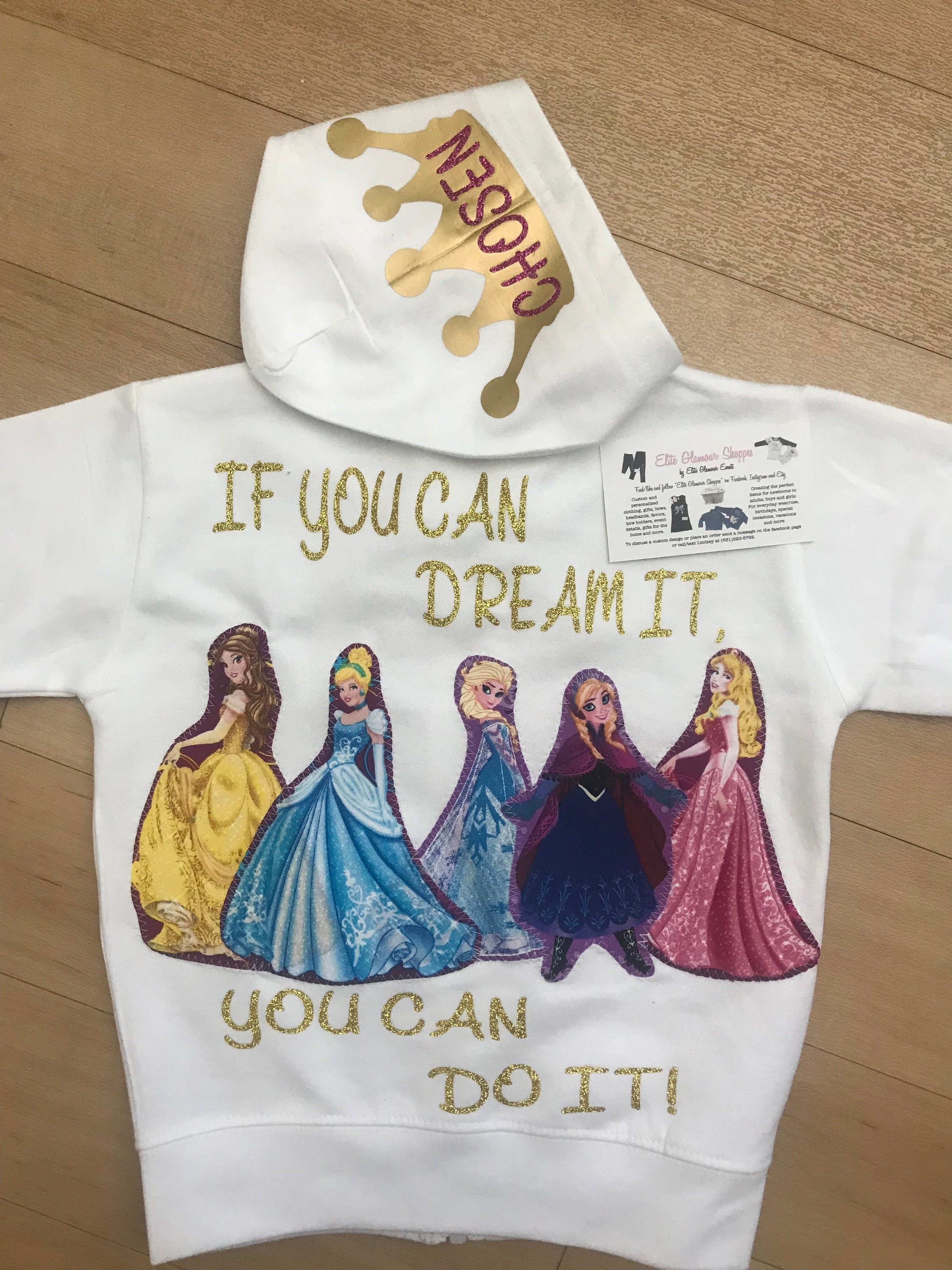 Dream Big Princess Princess Disney Princesses Hooded Zip up | Etsy