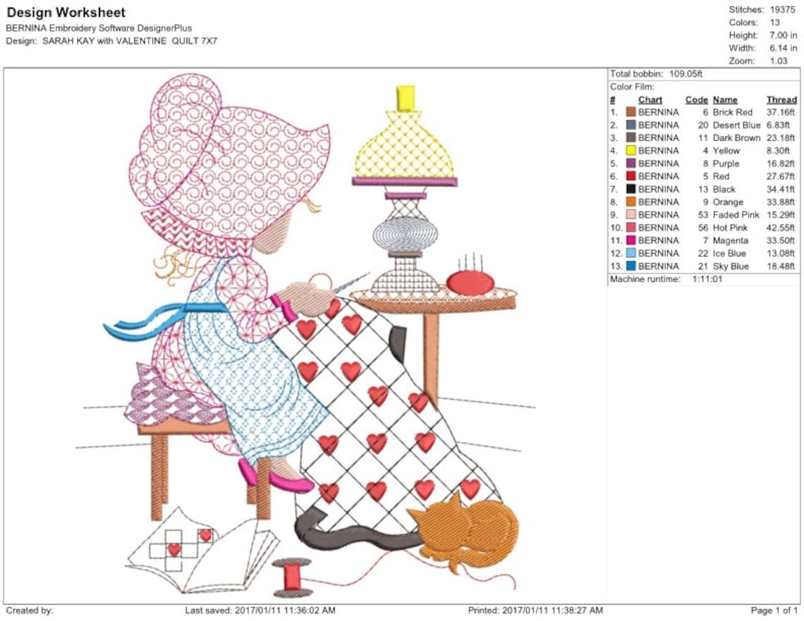 Sarah Kay Valentine Quilt Machine Embroidery Design (4x4 5x5 6x6 7x7 ...