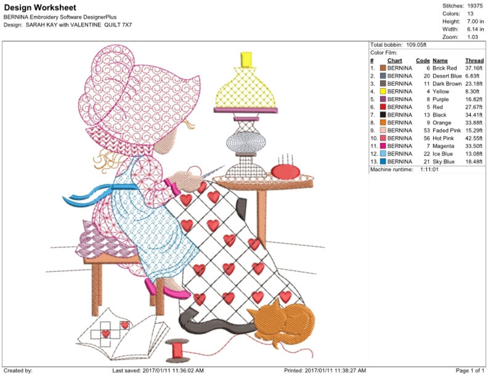Sarah Kay Valentine Quilt Machine Embroidery Design (4x4 5x5 6x6 7x7 ...