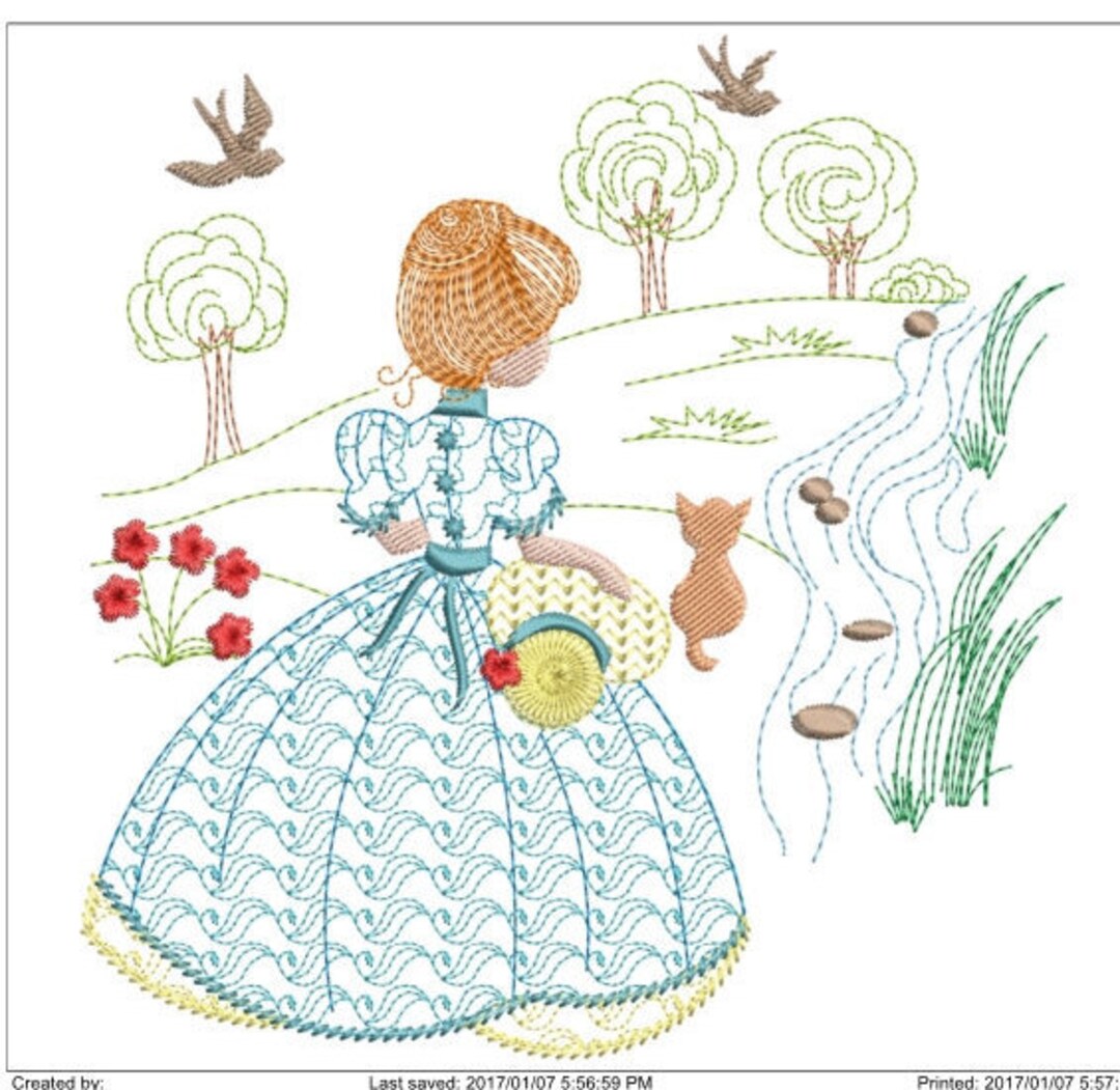 Sarah Kay by the River Machine Embroidery Download 3 Different Sizes ...