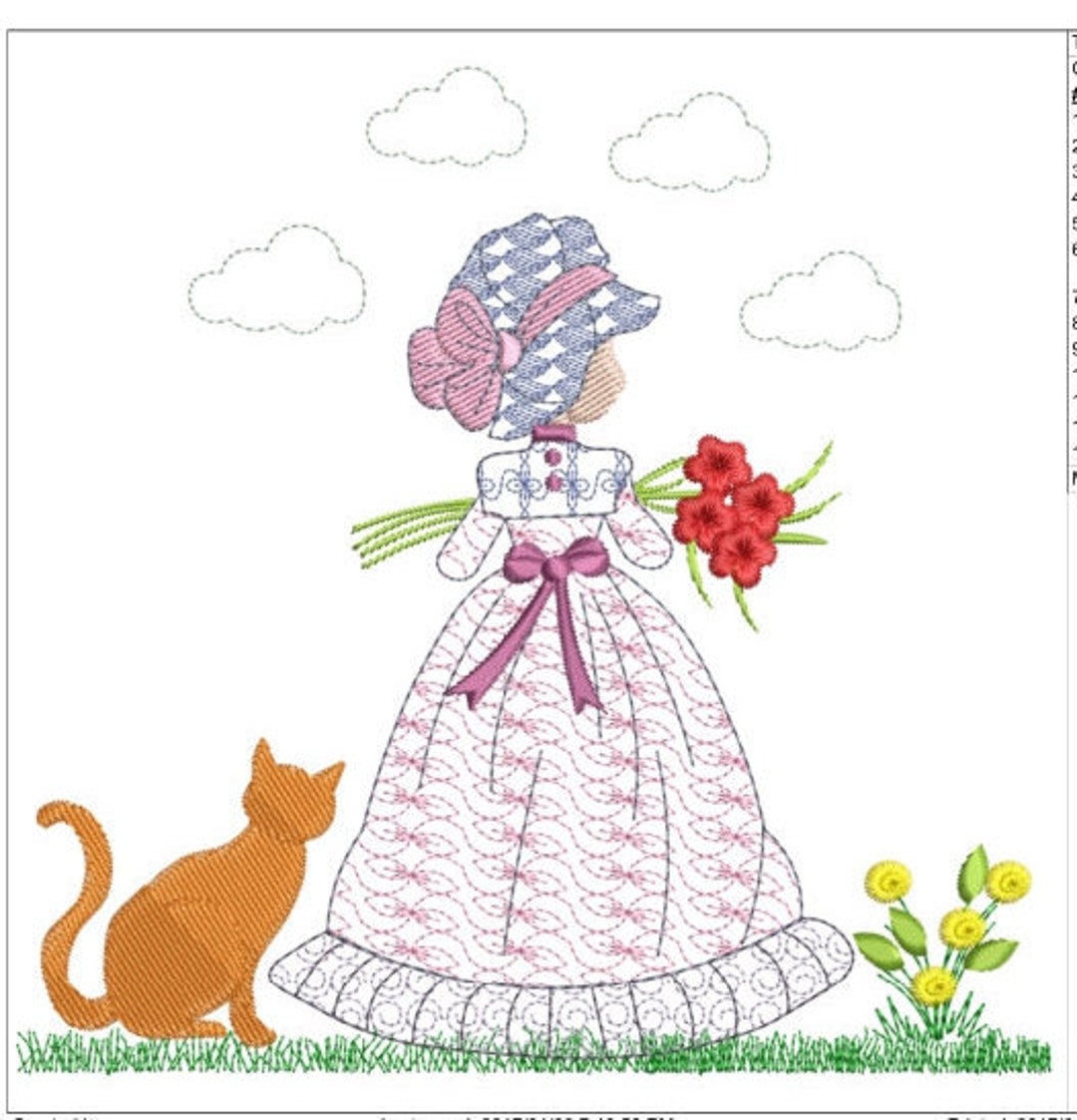 Sarah Kay Girl With Flowers Machine Embroidery Design (digital Download ...