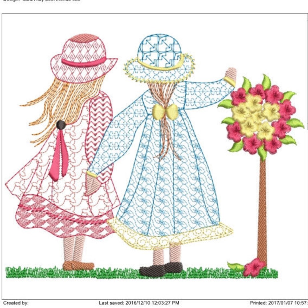 Sarah Kay Friends Embroidery Design: 3 Sizes (digital Download) - Etsy