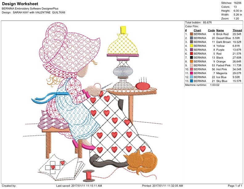 Sarah Kay Valentine Quilt Machine Embroidery Design (4x4 5x5 6x6 7x7 ...