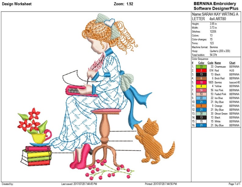 SARAH KAY Machine Embroidery Download 4 Diff Sizes (3.5 X3.5 4x4 5X5 ...