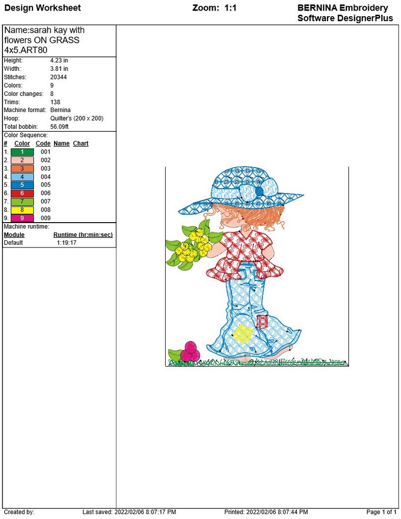 Sarah Kay Machine Embroidery Download 5 Different Sizes (4x5 5x6 5x7 ...