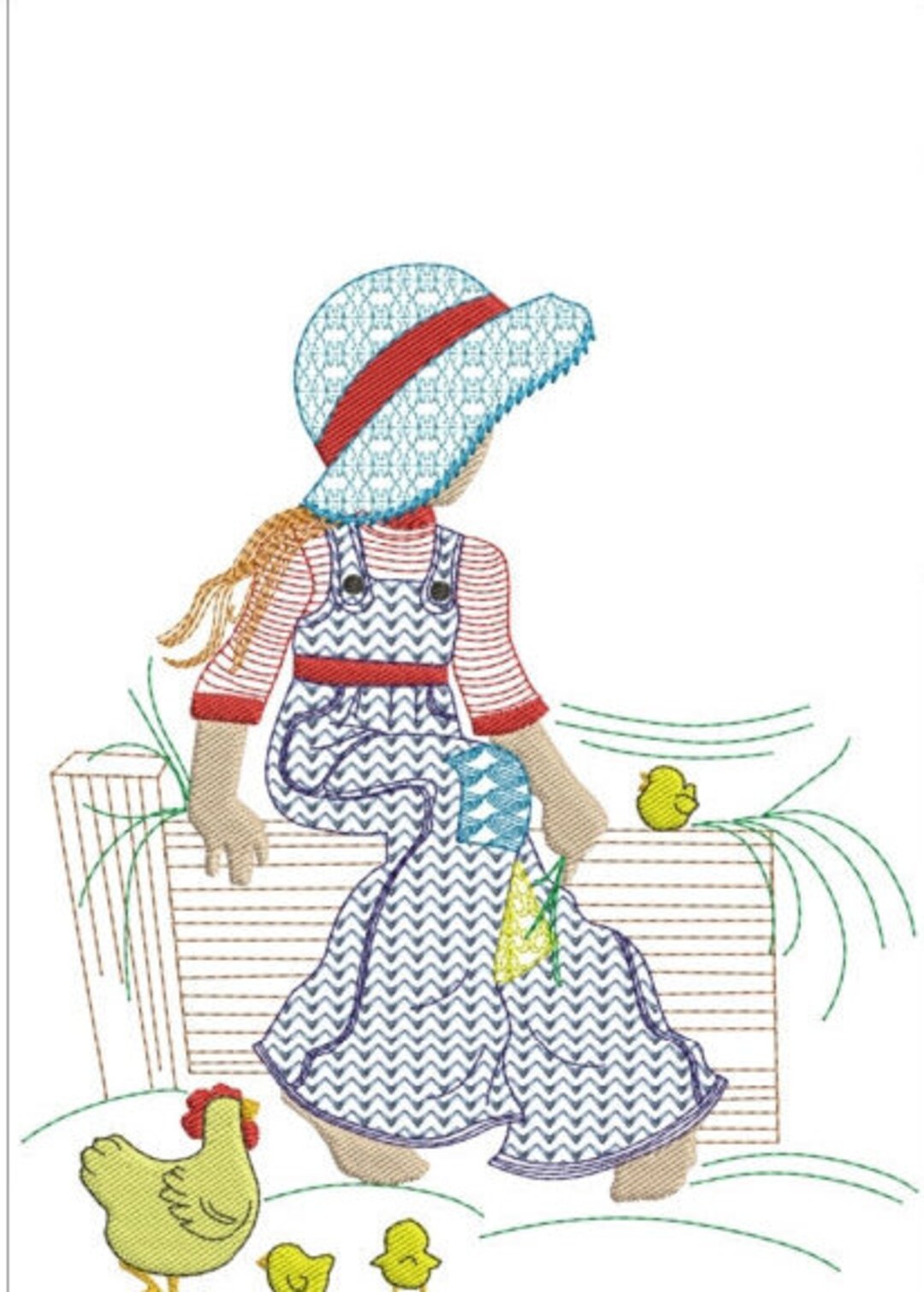 Sarah Kay Embroidery Design: Girl With Chicks (4x4-8x9" Hoop) (digital ...