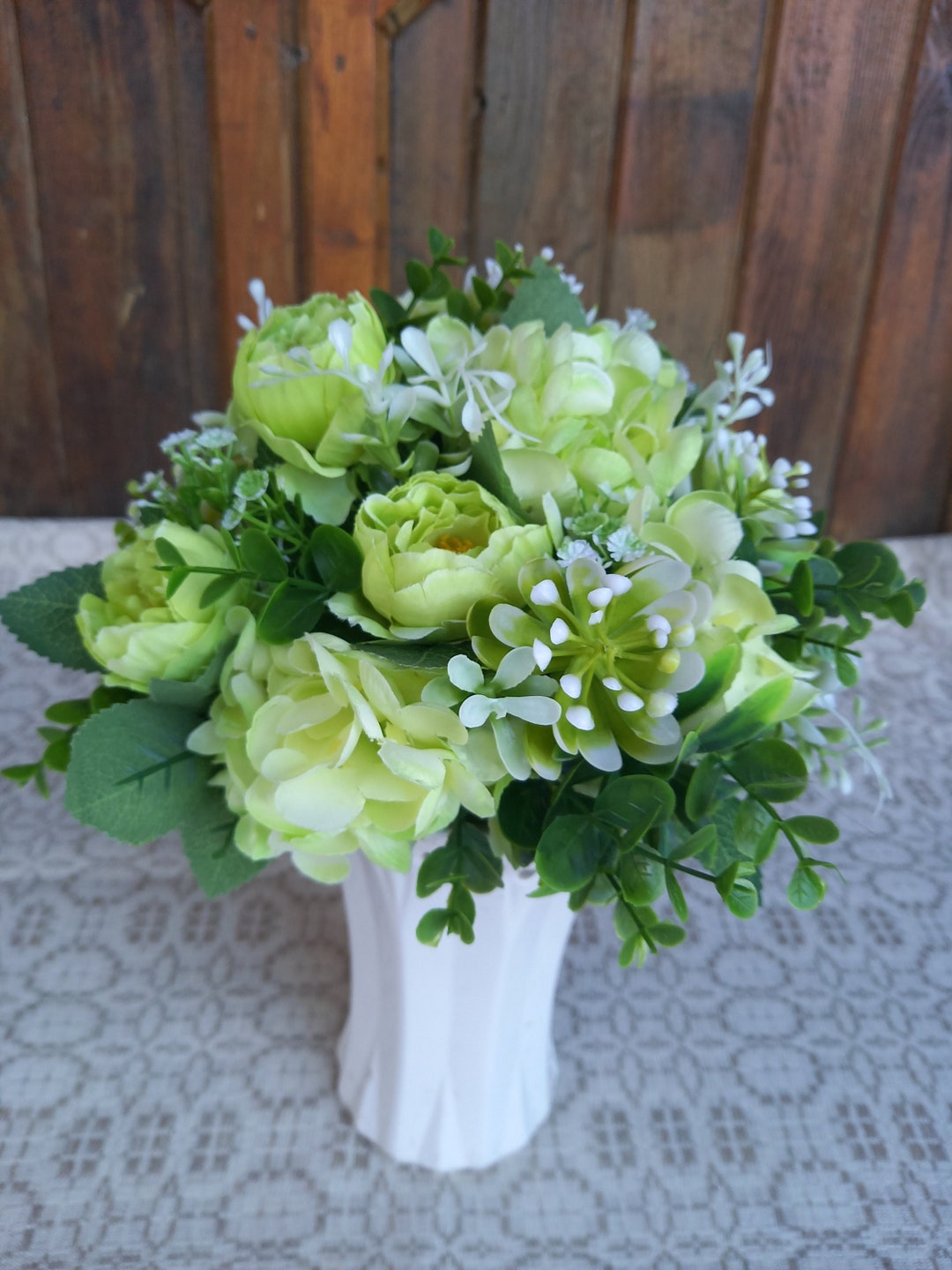 Light Green Artificial Flower Bouquet, Rustic Bridal Bouquet ...