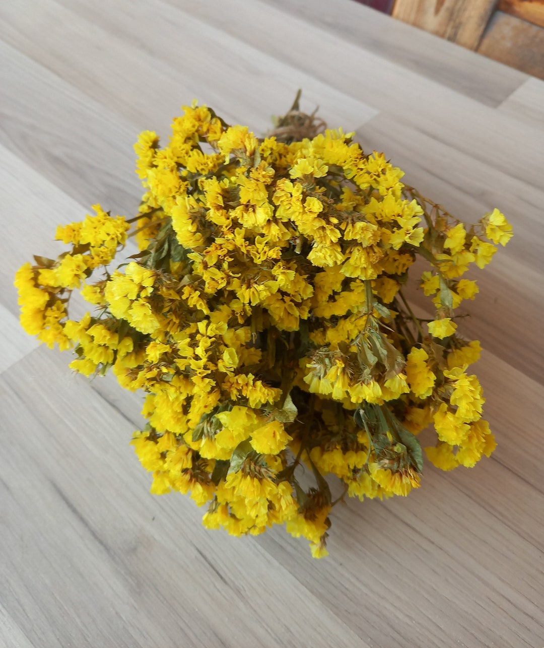 Yellow Dried Statice Bouquet Dried Flower Bouquet Dried Yellow Flowers ...