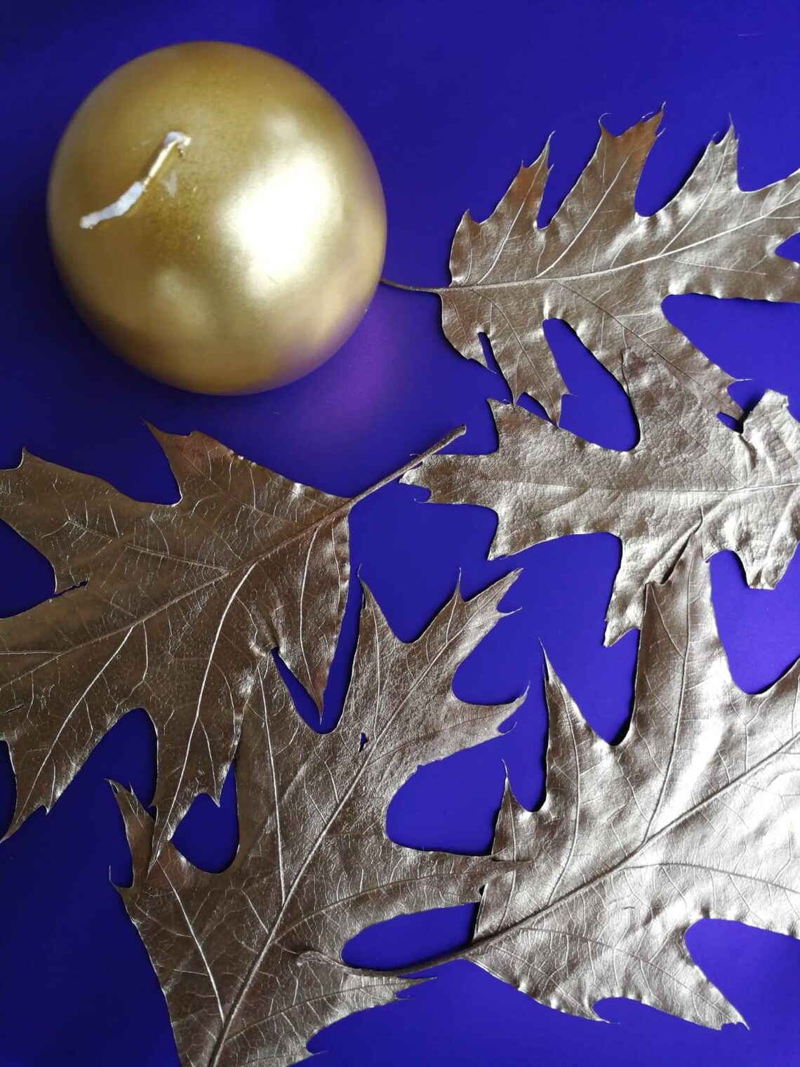 10 Golden Leaves Set Gold Painted Leaves Painted Oak Leaf Set - Etsy