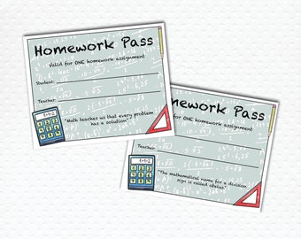 Homework Passes - Etsy