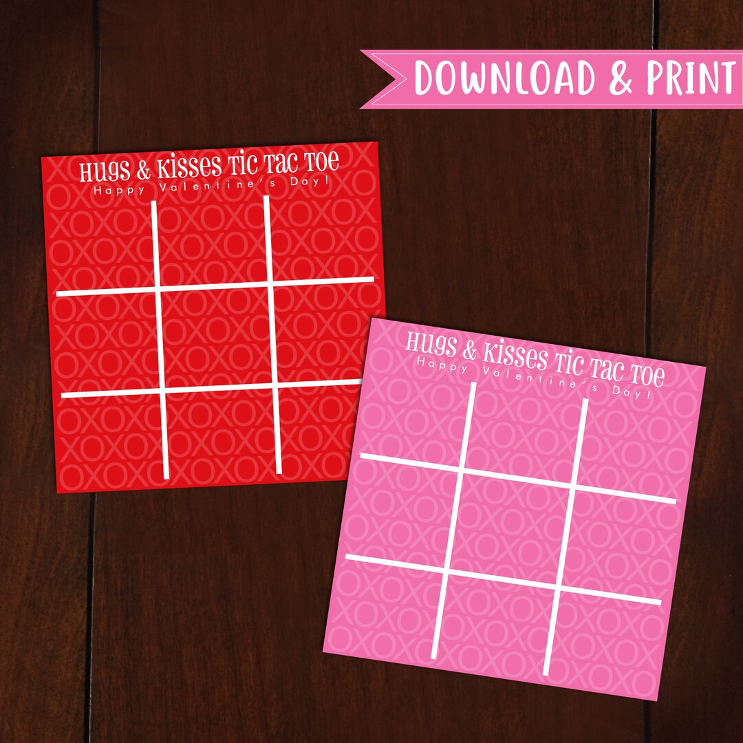 PRINTABLE Hugs and Kisses XO Tic Tac Toe Valentine's Day Treat Card ...