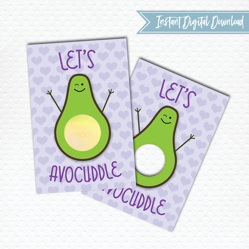 PRINTABLE Let's Avocuddle Avocado Valentine's Day EOS Round Sphere ...