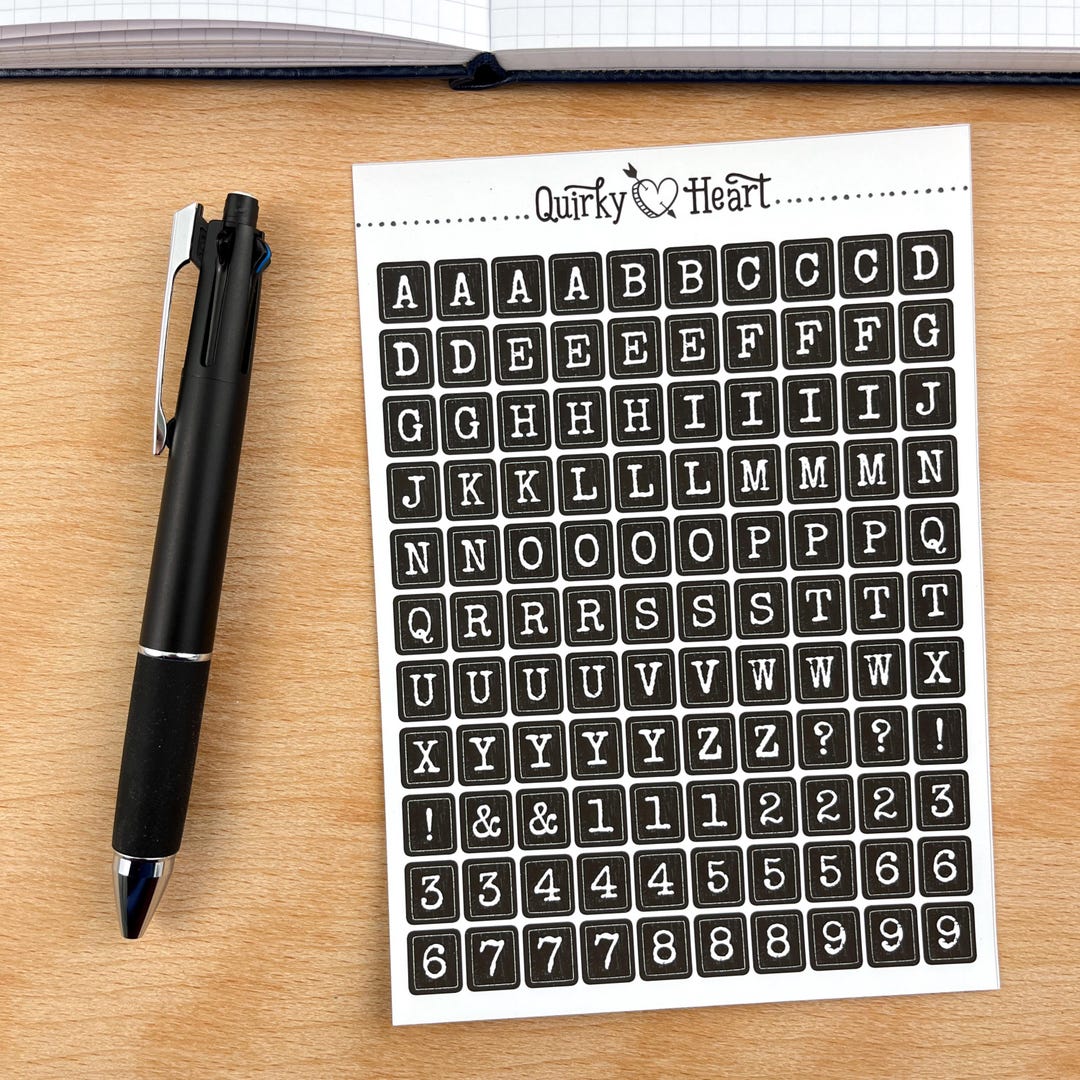 Typewriter Alpha Stickers Stickers for Planners, Crafters, Bullet ...