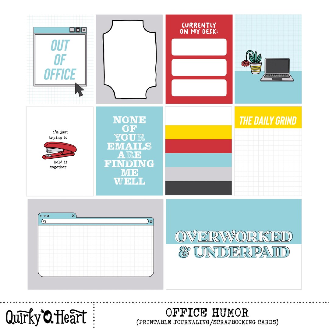 Office Humor Printable Journaling Cards for Scrapbooking, Art ...