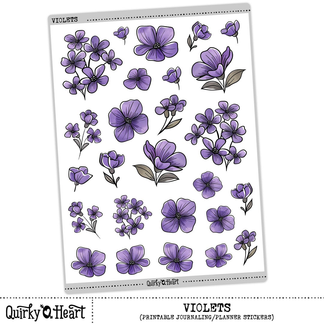 Violets Printable Stickers for Planning, Journaling, Scrapbooking - Etsy