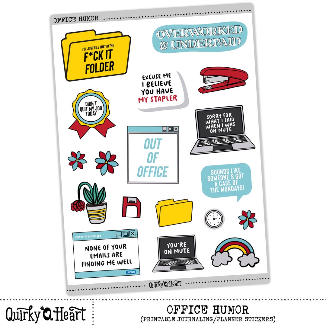 Office Humor Printable Stickers for Planning, Journaling, Scrapbooking ...