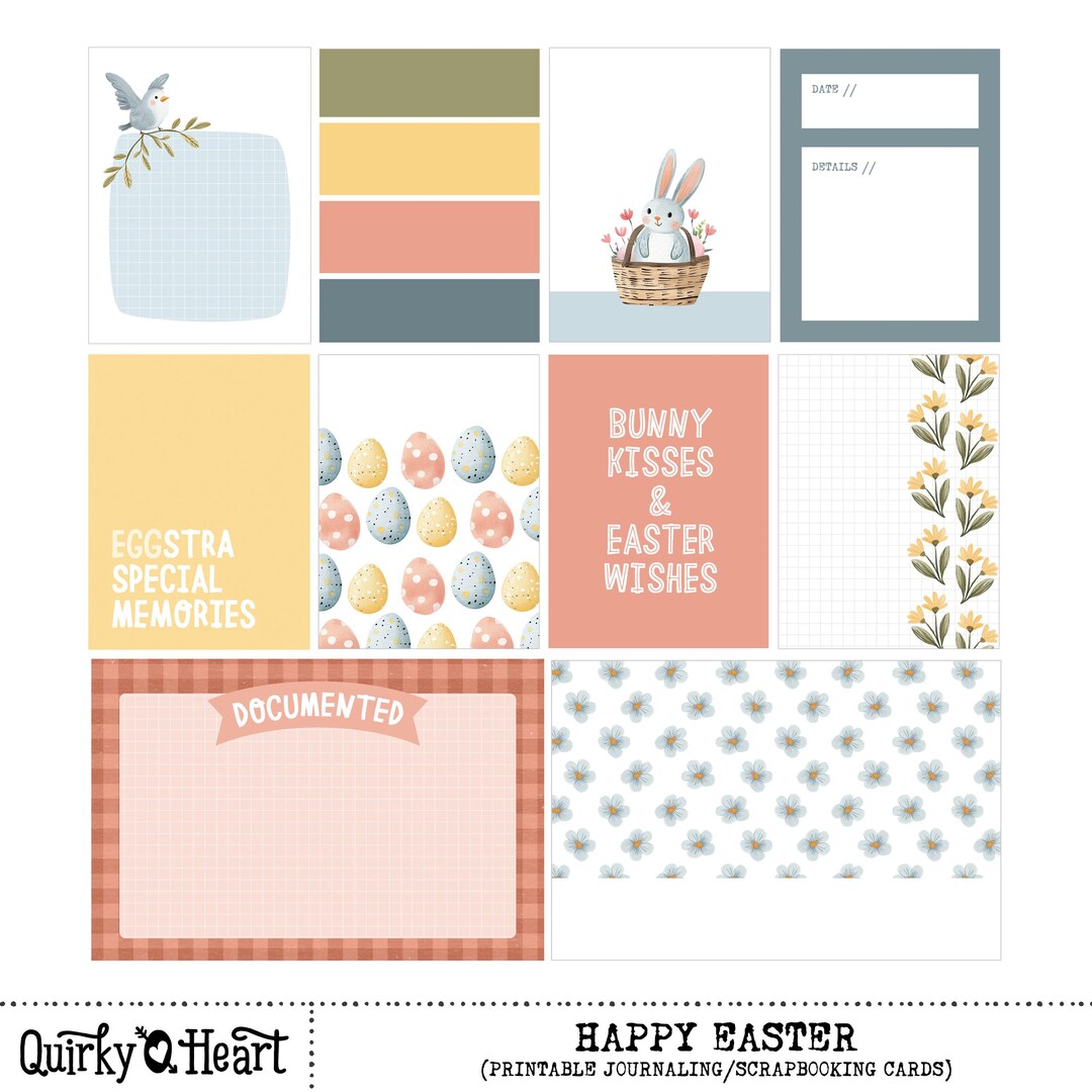 Happy Easter Printable Journaling Cards for Scrapbooking, Art ...