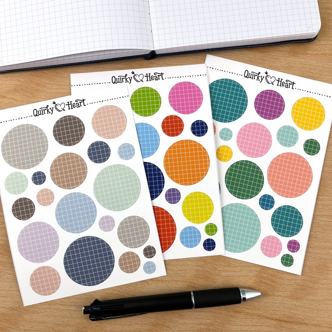 Grid Circles Stickers | Planner and Bullet Journaling Stickers, 4.75x6 ...