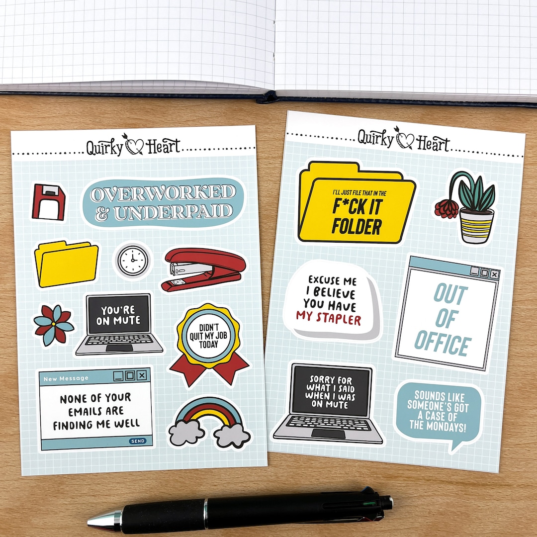 Office Humor Stickers | Planner and Bullet Journaling Stickers, 4.75x6 ...