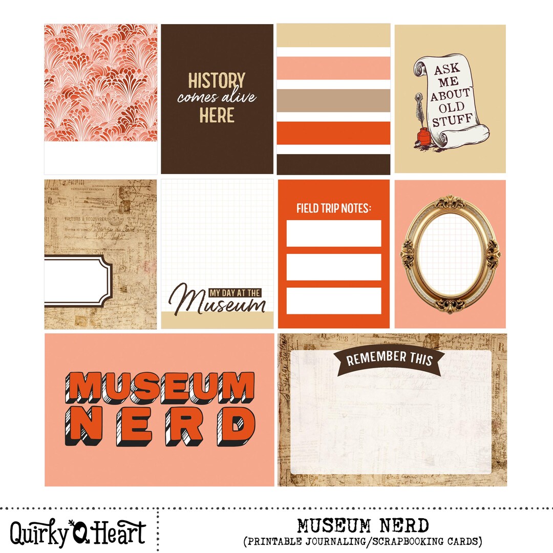 Museum Nerd Printable Journaling Cards for Scrapbooking, Art Journaling ...