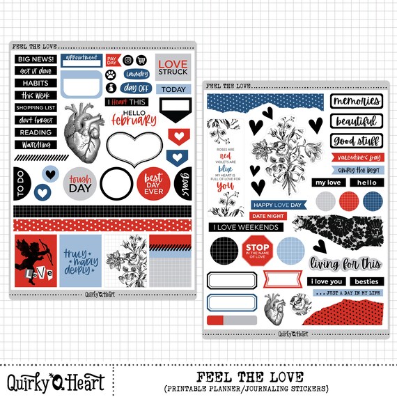 Feel the Love Digital Printable Planner Stickers | Etsy