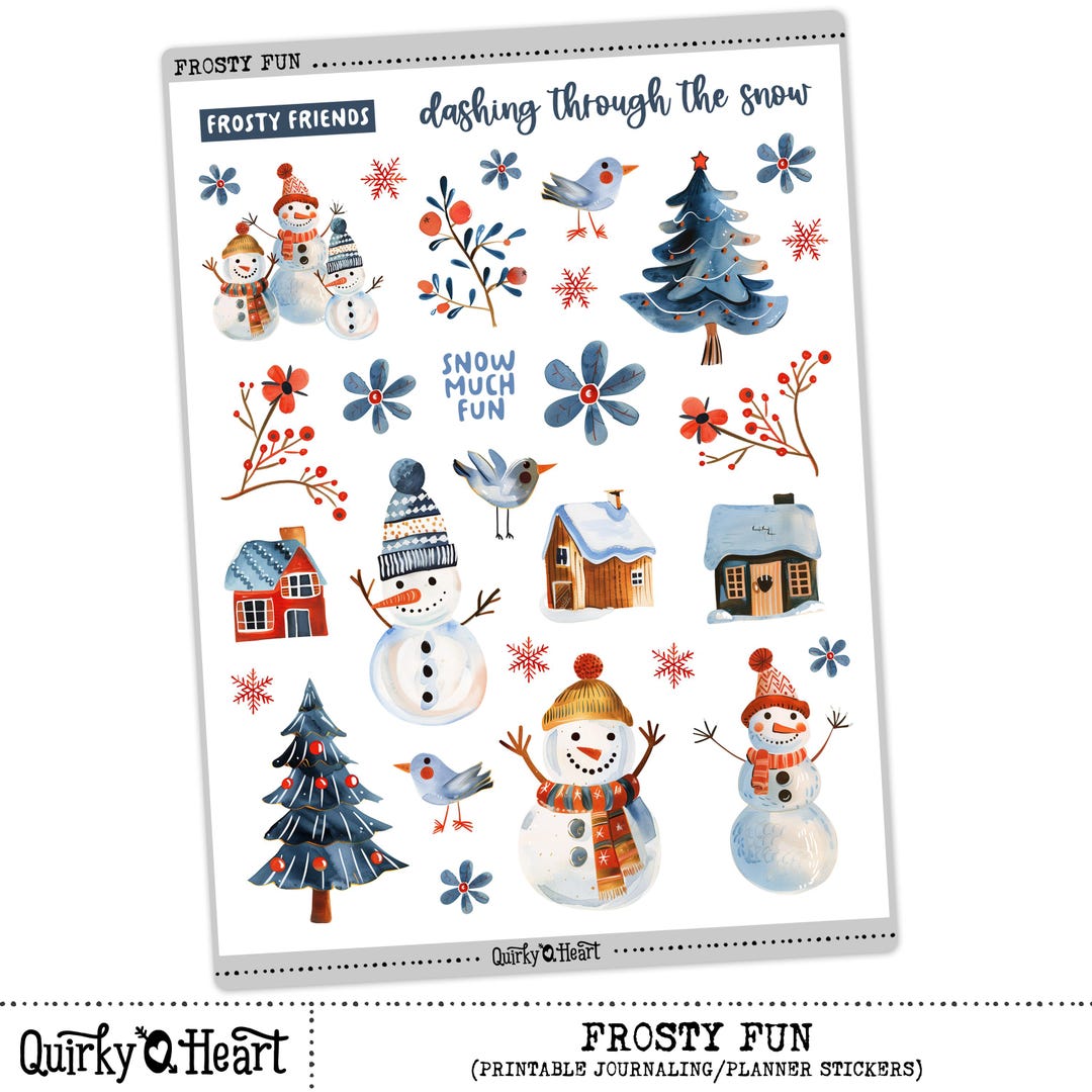Frosty Fun - Snowman Printable Stickers for Planning, Journaling ...