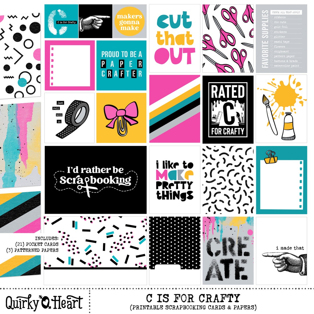 C is for Crafty Printable Journaling Cards for Scrapbooking, Art ...