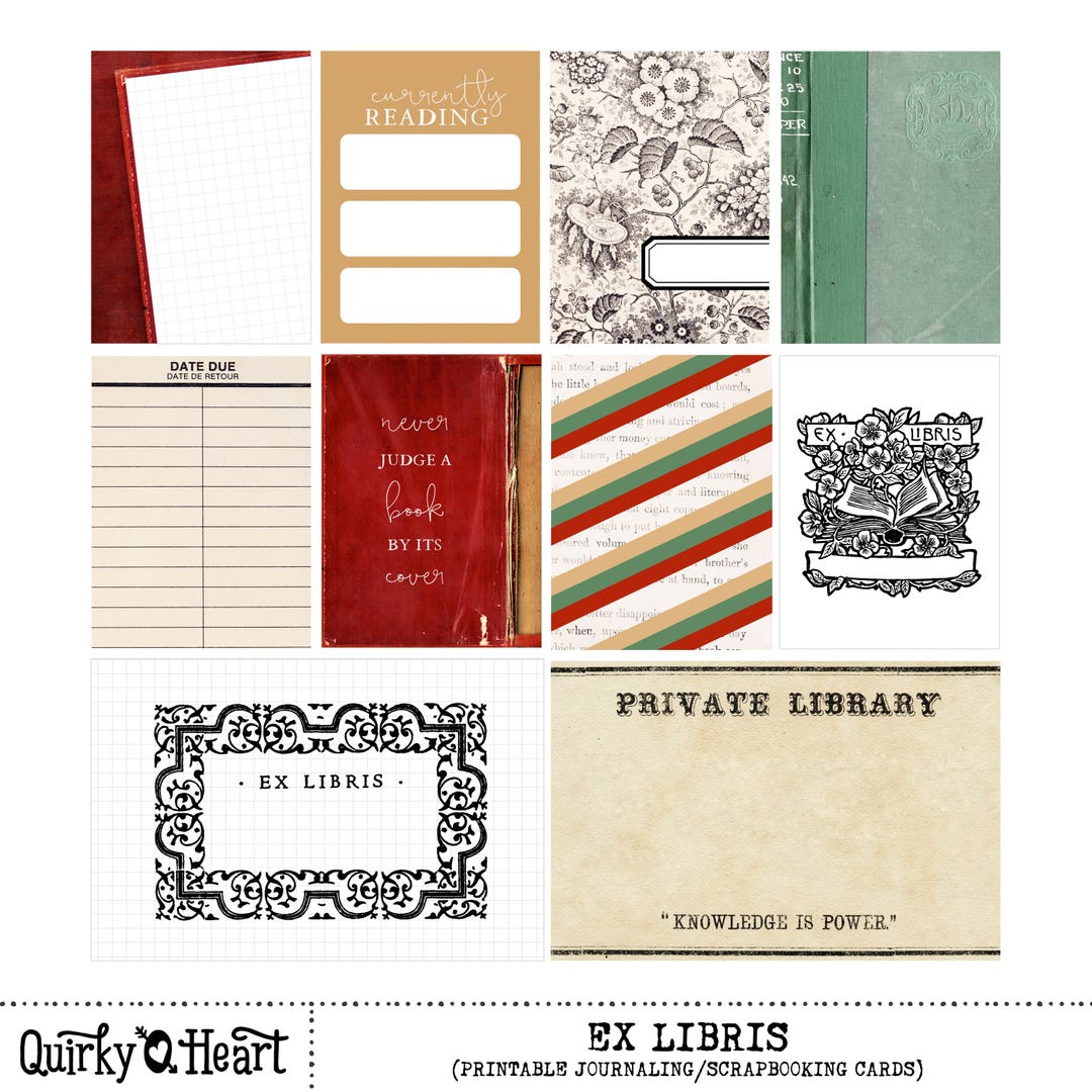 Ex Libris Printable Journaling Cards for Scrapbooking, Art Journaling ...