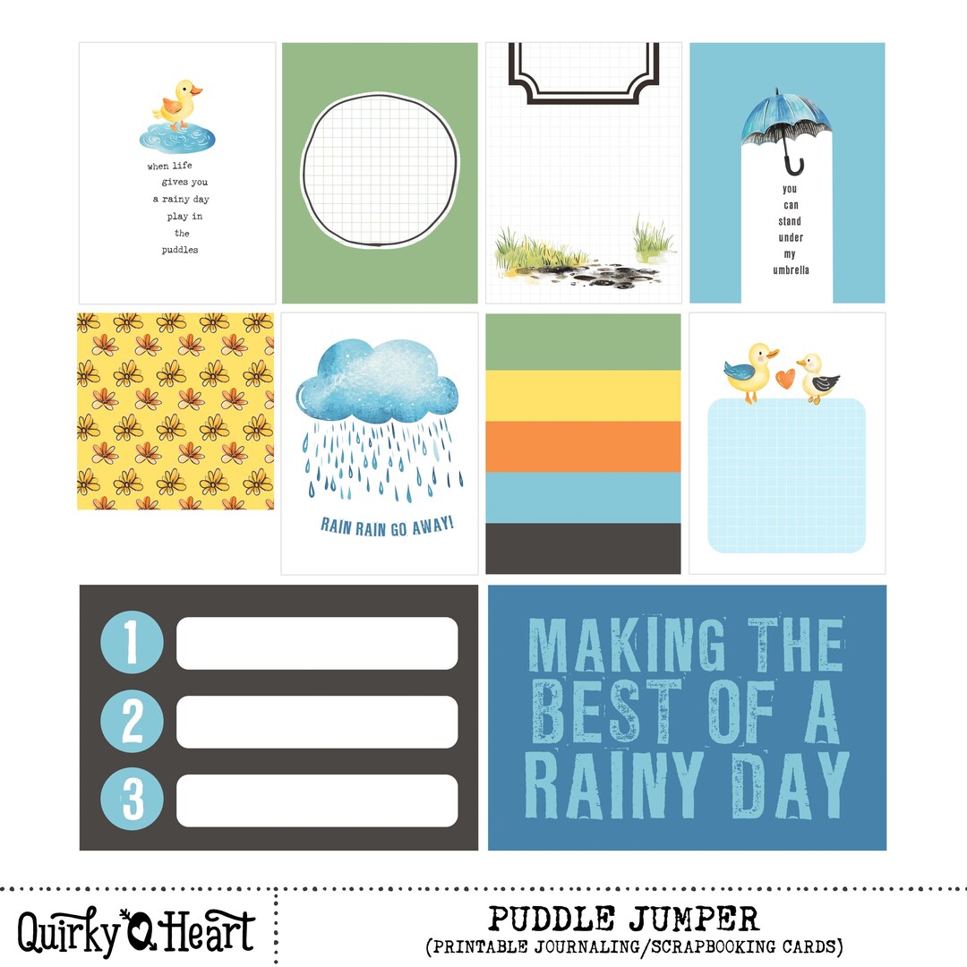 Puddle Jumper Printable Journaling Cards for Scrapbooking, Art ...