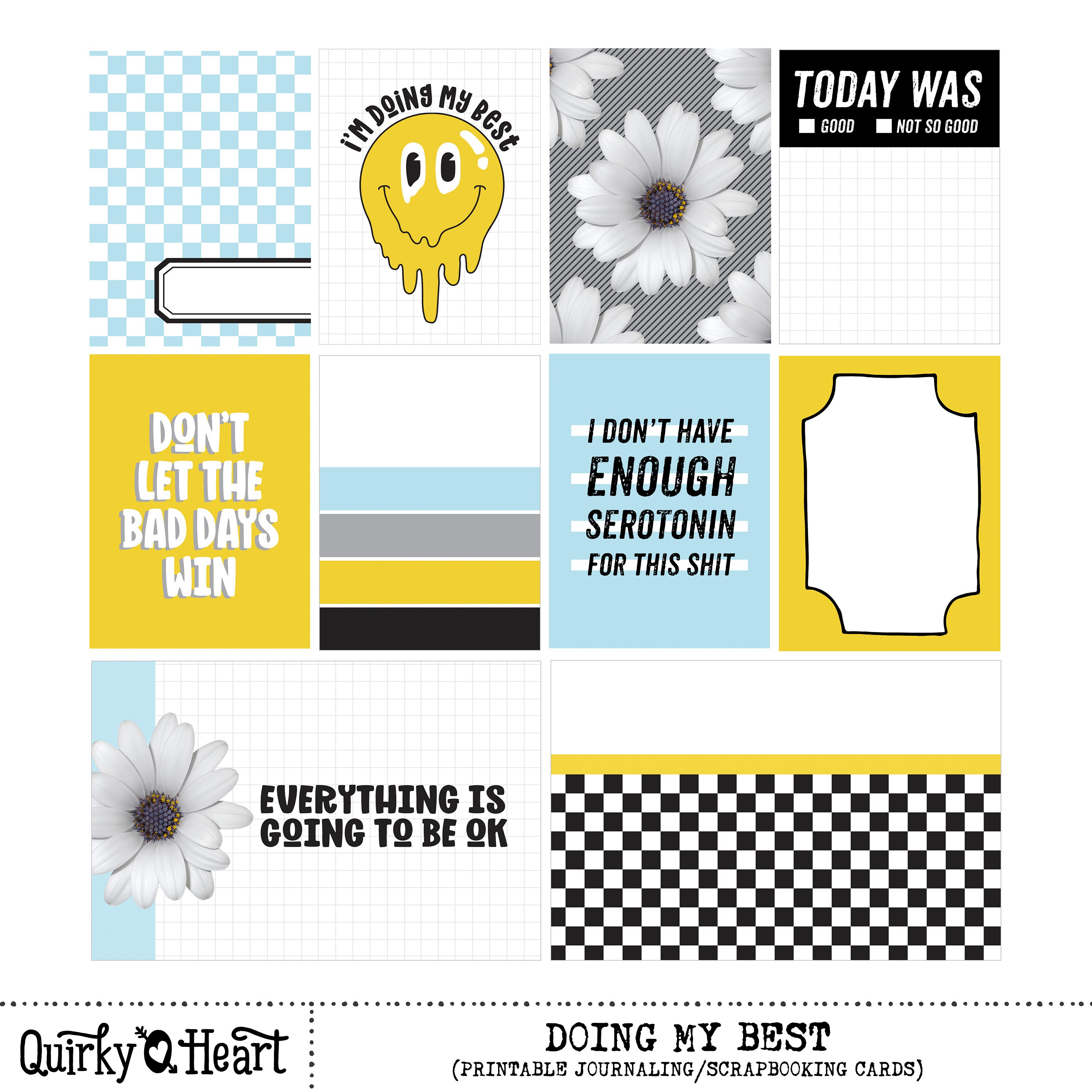 Doing My Best Mental Health Printable Journaling Cards for Scrapbooking ...