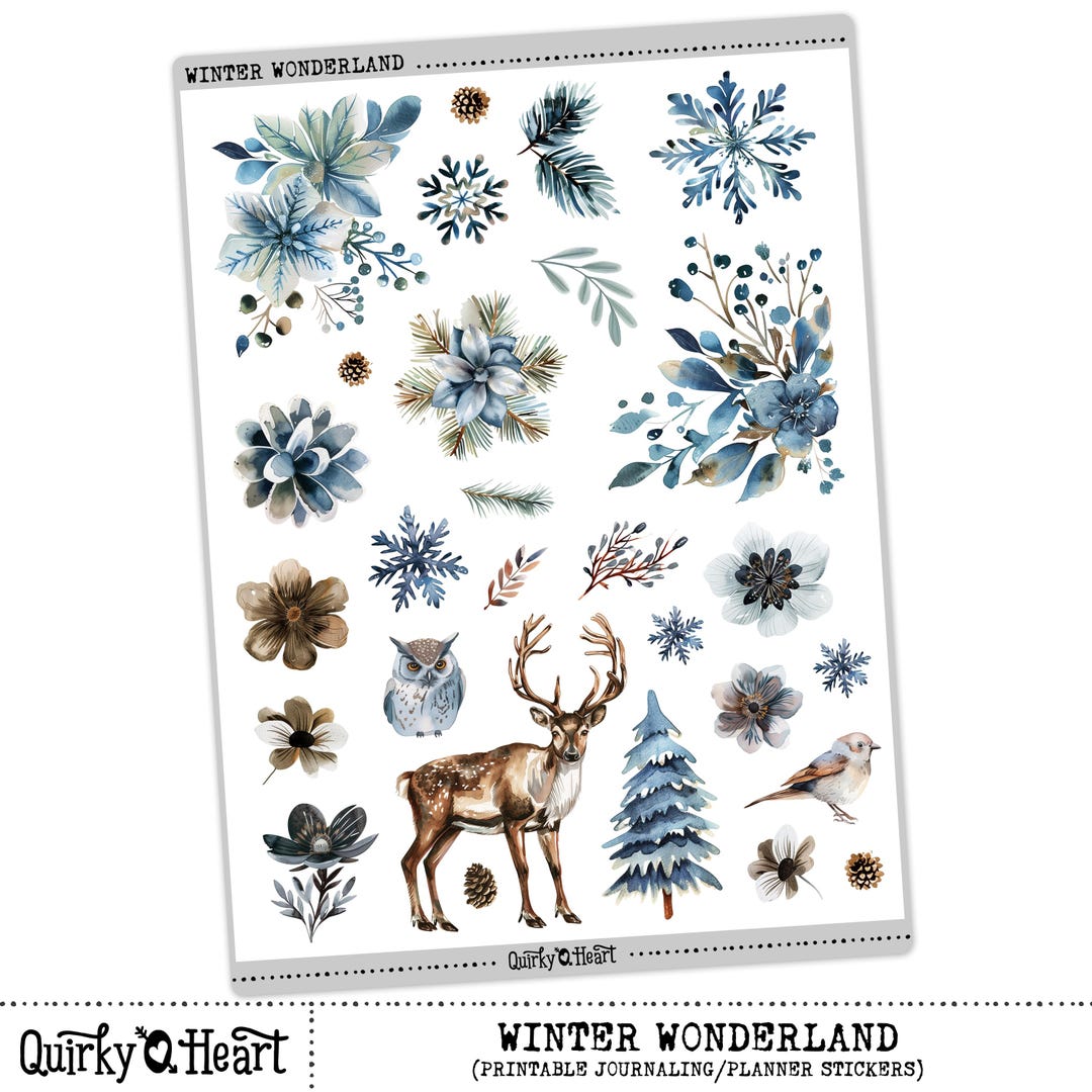 Winter Wonderland Printable Stickers for Planning, Journaling ...