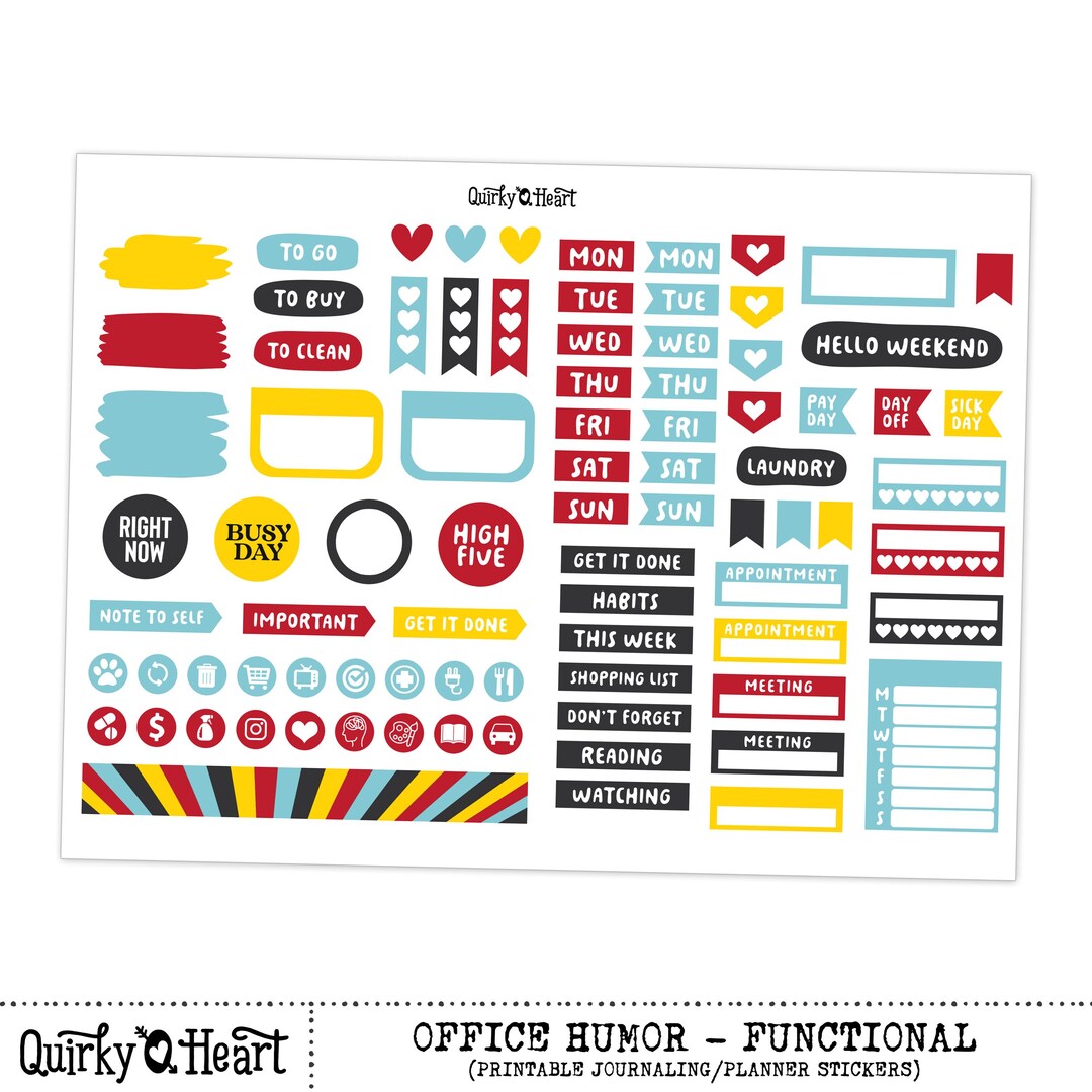 Office Humor Functional Planner Printable Stickers for Hobonichi ...