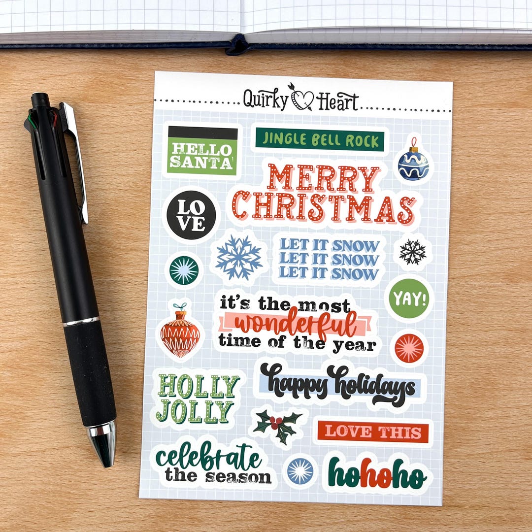 Merry Word Art Stickers Planner and Bullet Journaling Deco Stickers, 4 ...