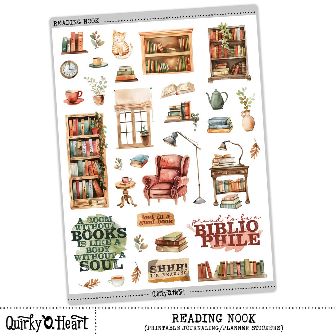 Reading Nook | Printable Stickers for Planning, Journaling ...