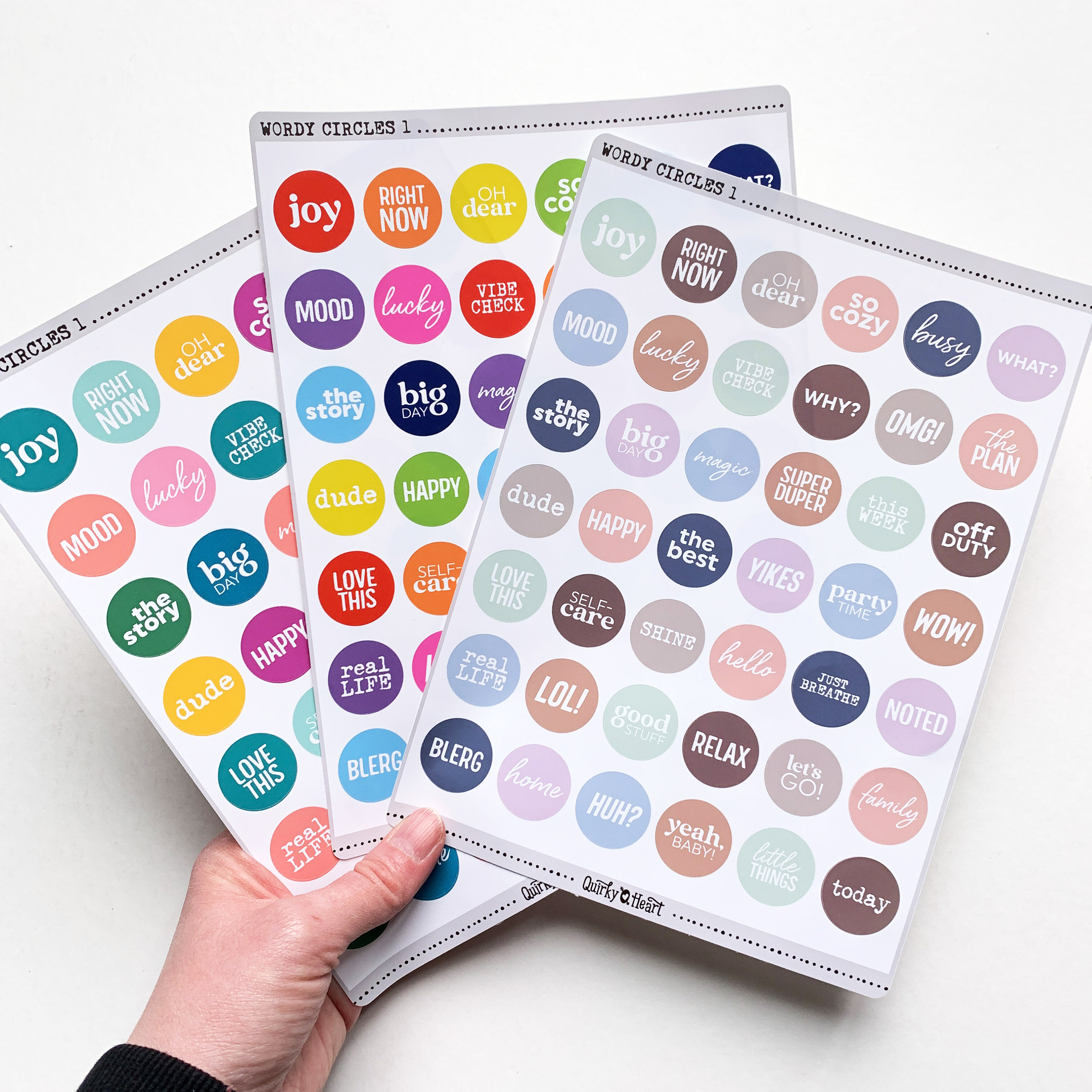 Wordy Circles Colorful Printable Stickers for Planning, Scrapbooking ...