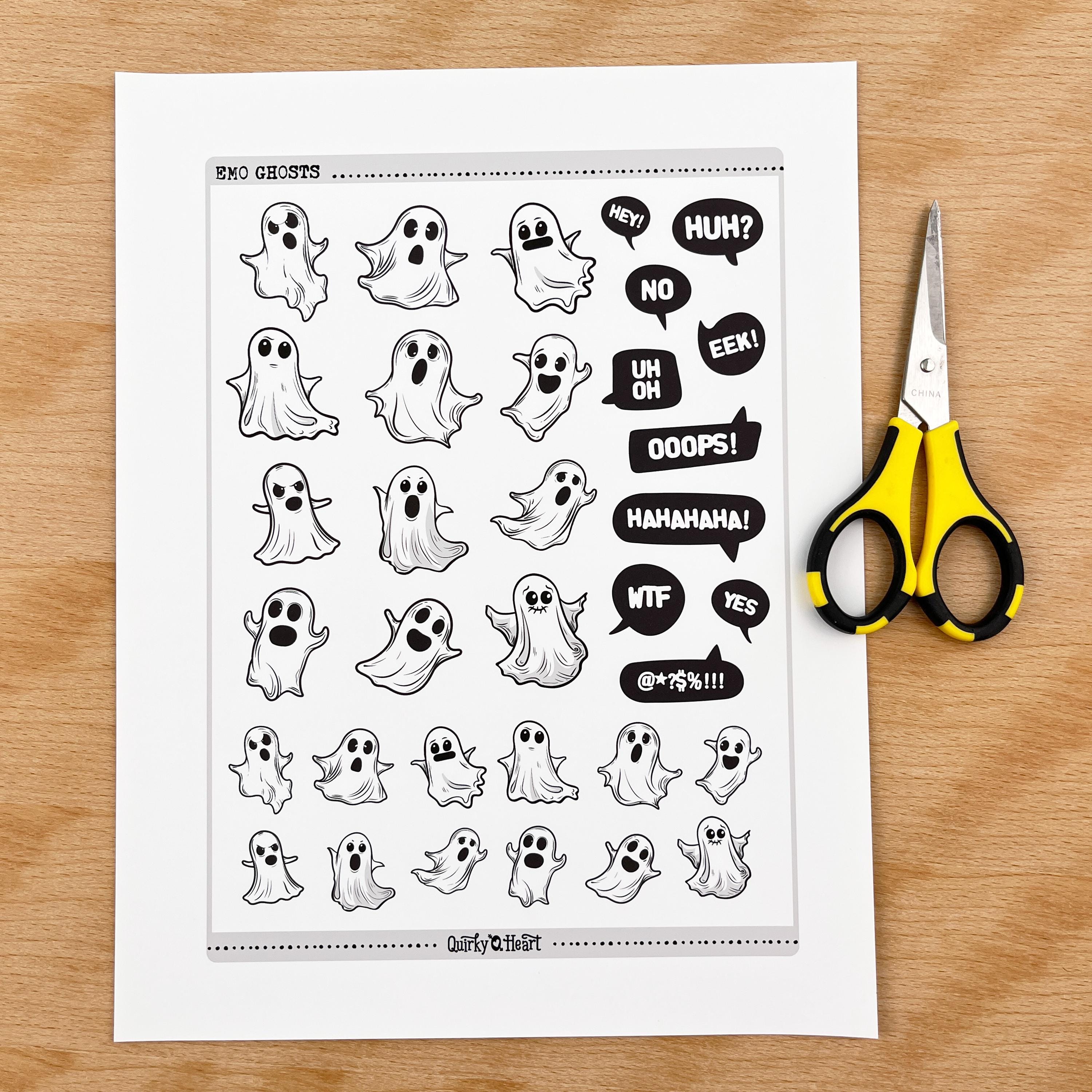 Emo Ghosts Printable Stickers for Planning, Journaling, Scrapbooking ...