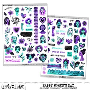 Women's Day | Printable Stickers Clipart for Planning, Journaling ...
