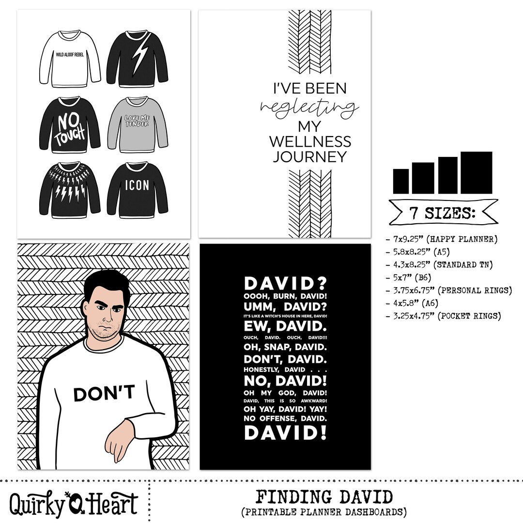 Finding David Digital Printable Planner Dashboard, Scrapbooking ...