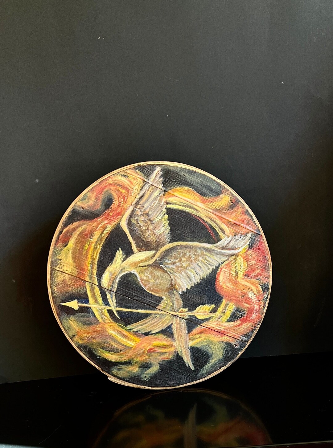 HAND PAINTED CHEESE Box ~ Large Vintage Cheese Box ~ the Phoenix Rising ...