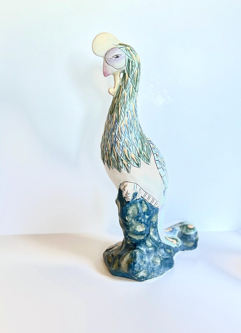 CHINOISERIE PHOENIX STATUE ~ Vintage Large 17 Inch Porcelain Figurine ...