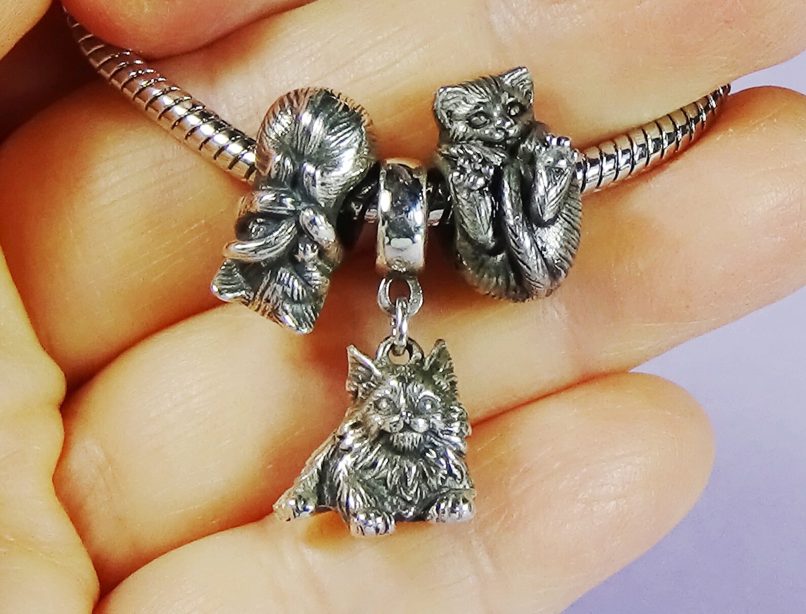 Cat Sleep Hug Bead Charm Slide, Cat Lover Gift for Her, Sleeping Cat ...