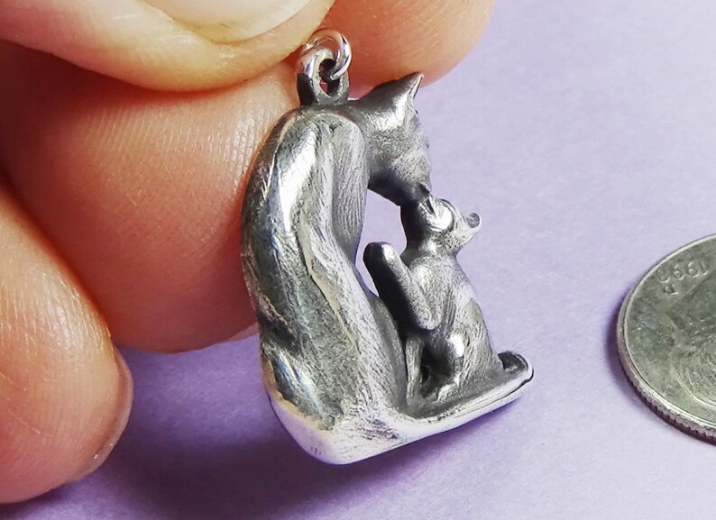 Silver Mother Cat N Kitten Pendant for Necklace,gift for Cat Loving Mom ...