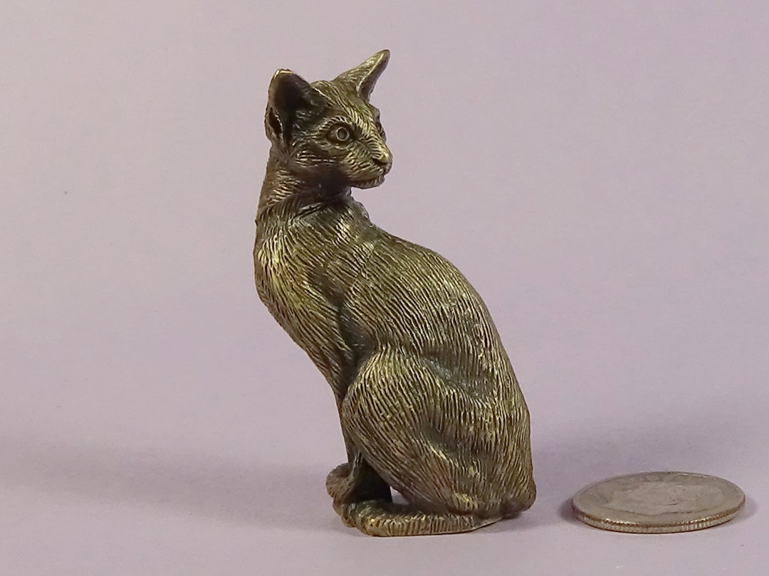 Siamese Sitting Cat Figurine Bronze, Cat Lover Gift for Him or Her ...