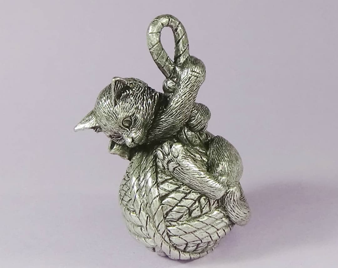 Curious Kitten Figurine in Lead Free Pewter,handmade Pewter Cat Lover ...