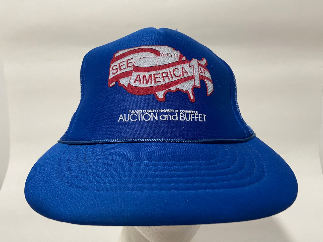 Vintage 80s 90s See America First Snap Back Snapback Trucker Mesh Hat ...