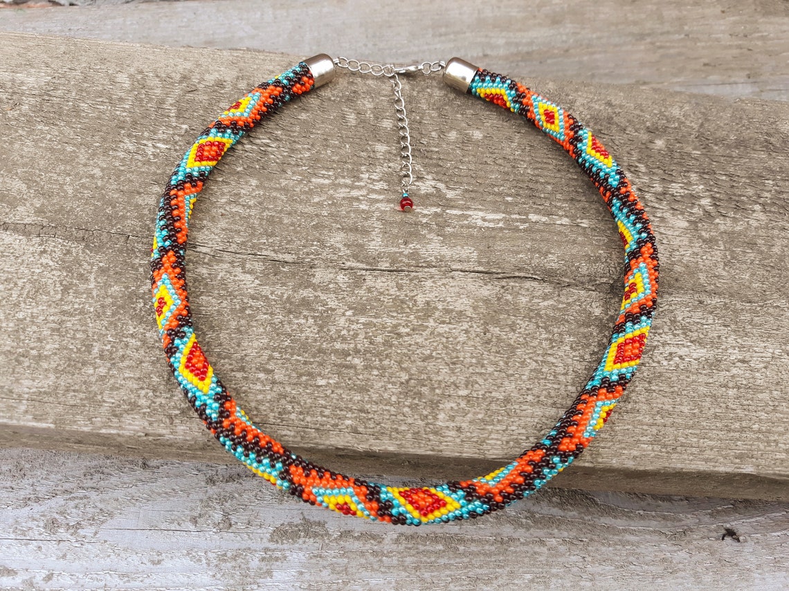 PDF Pattern Native American Beadwork Necklace Beaded Crochet | Etsy