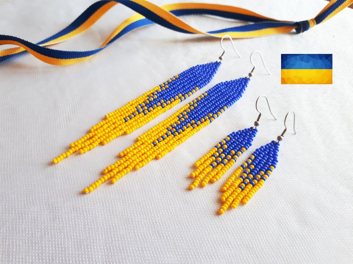 Ukrainian Flag Earrings Yellow Blue Earrings Beaded - Etsy