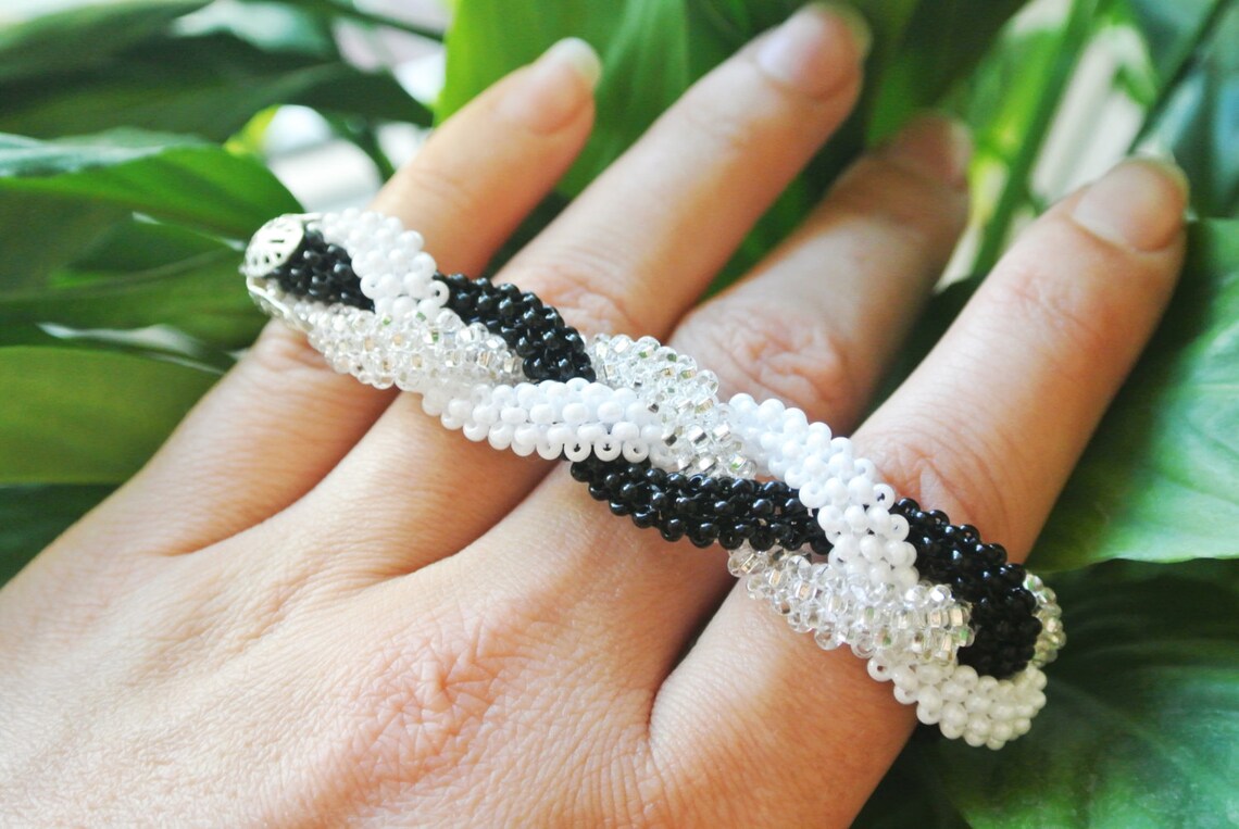 Seed Bead Bracelet 'braid' Beadwork Bracelet Beaded - Etsy