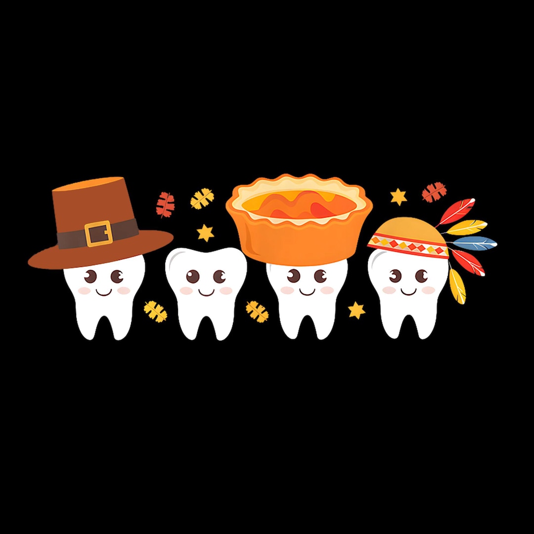 Thanksgiving Dental Tooth Characters Dentist Cute Turkey Png Download ...