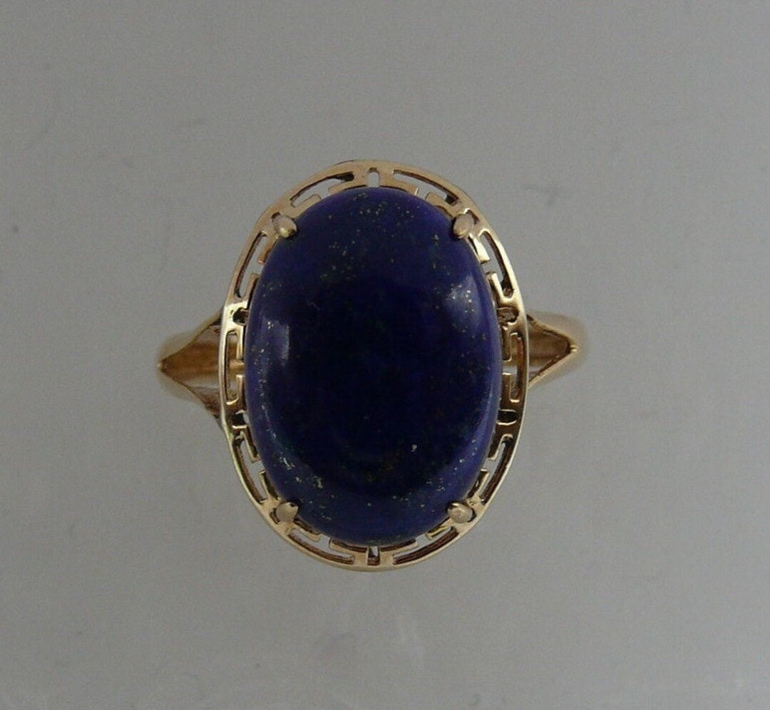 Lapis 14.1 mm x 10.2 mm Ring 14k Yellow Gold - Etsy.de